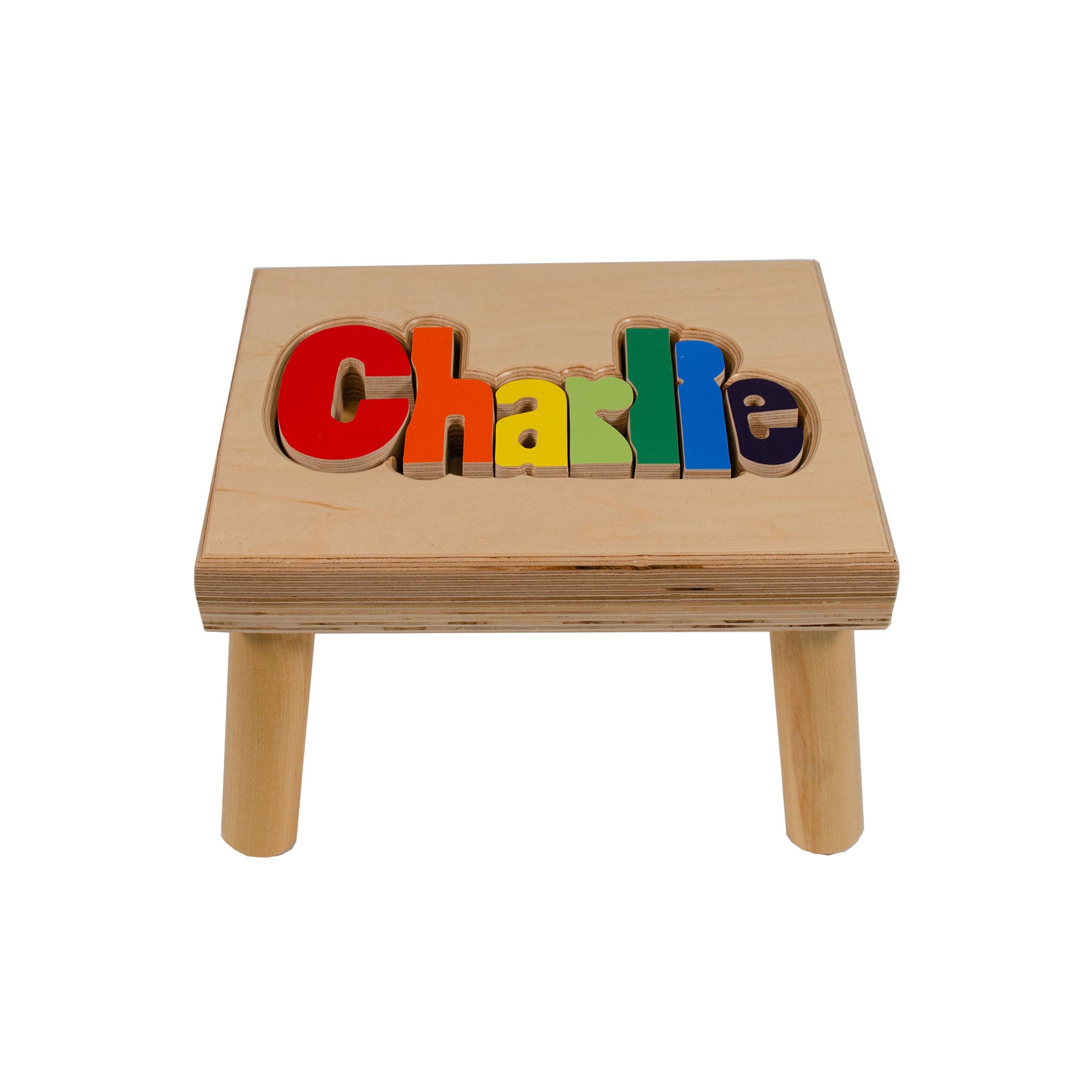 Classic Maple Puzzle Name Step Stool – Perfect for Growing Kids